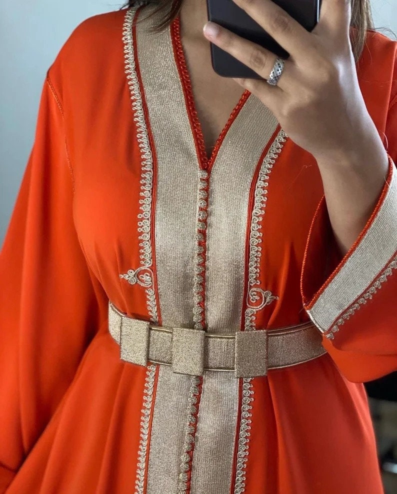 Caftan Marocain Caftan Ramadan Kaftan Orange Marocain - Etsy