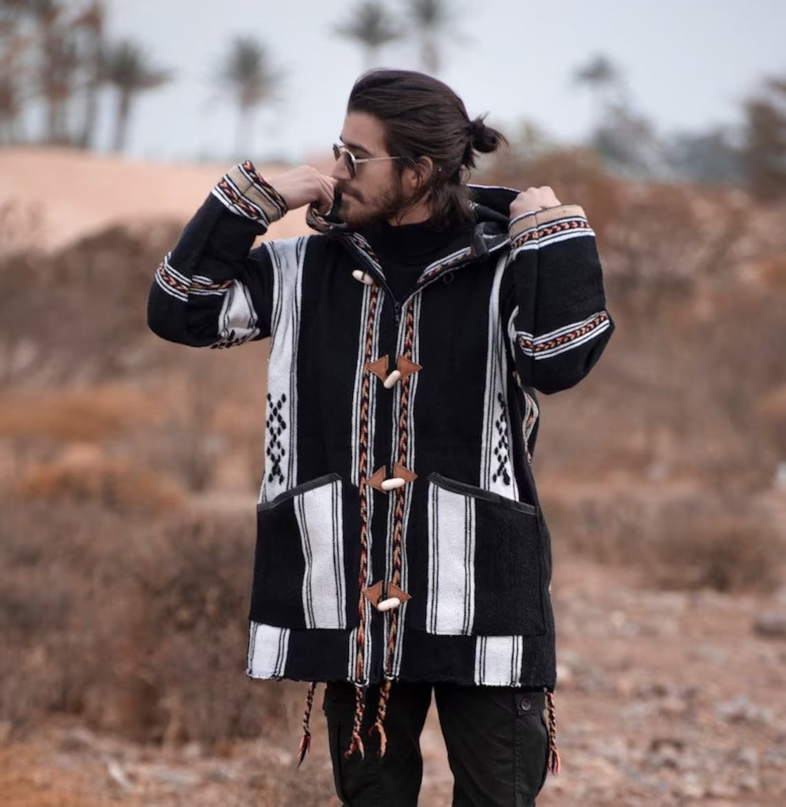 Moroccan Striped Coat Cardigan, Sweater Coat, Hoodie Coat From Fleece ...