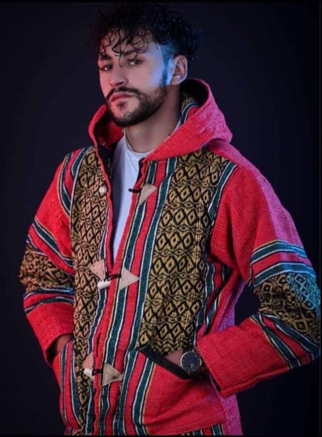 Moroccan Striped Coat Cardigan, Sweater Coat, Hoodie Coat From Fleece ...