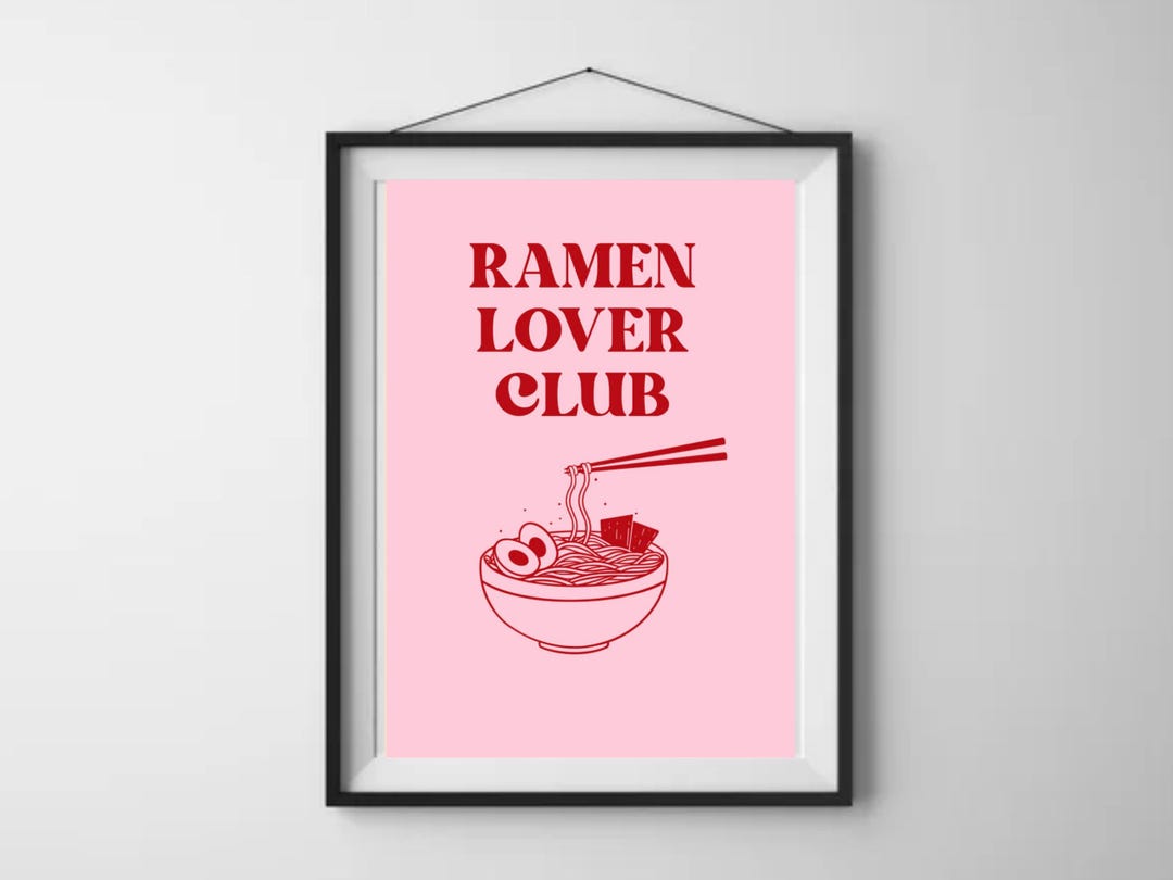 Ramen Lover Club Poster | A4 Art Print | Minimalist Ramen Art Print ...