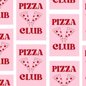Pizza Club Club Poster | A4 Art Print | Minimalist Pizza Art Print ...