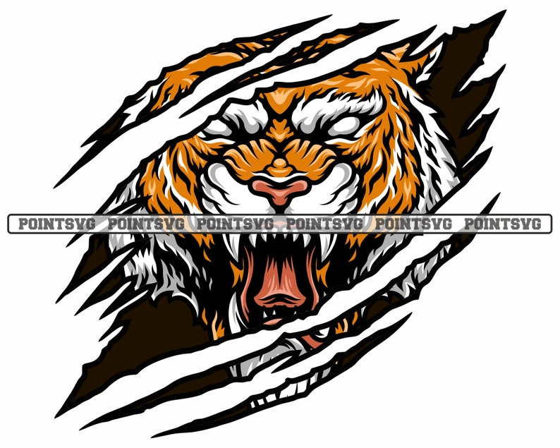 Tiger Png Svg Head Face Ripped Claw Marks Cricut Files | Etsy