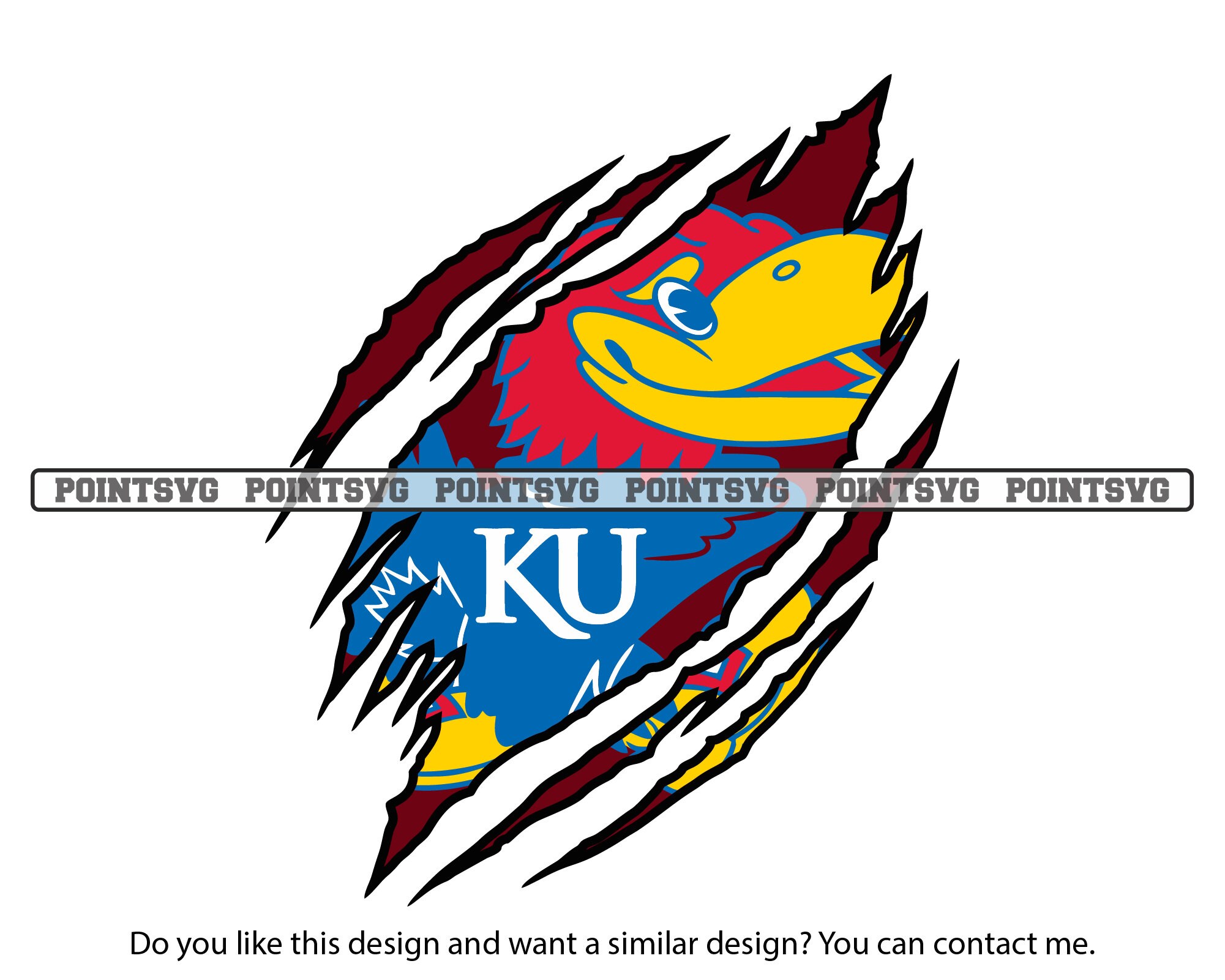 Kansas Jayhawks Svg Logo Png Ripped Claw Mark Designs | Etsy