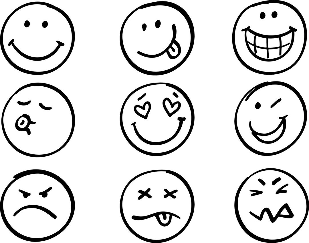 Happy Face Png Svg 2 Files Stickers T Shirts Crafts Good Vibes - Etsy