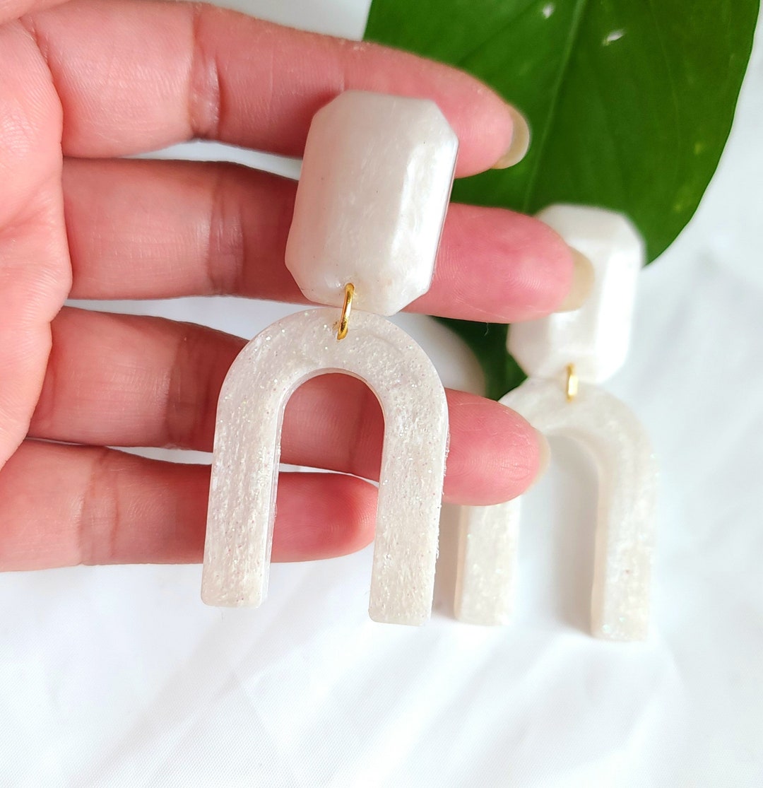 White Arch Resin Earrings Resin Arch Dangle Earrings Resin Statement ...