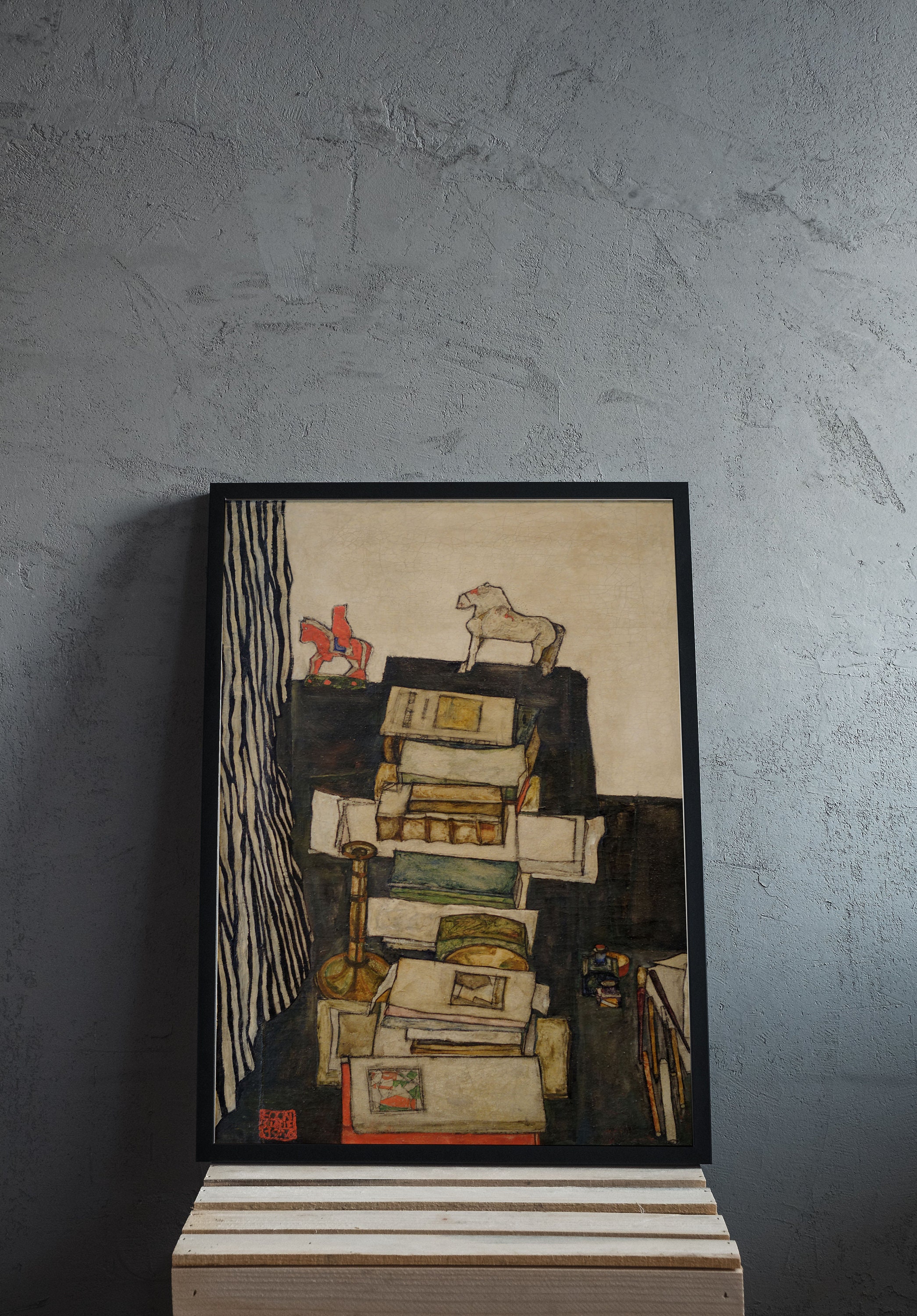 1914 EGON SCHIELE Still Life With Books Schieles Desk Expressionist ...