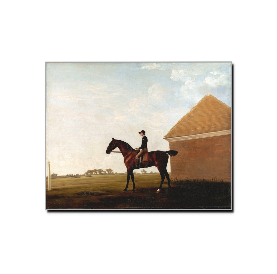George Stubbs Art Poster Turf With Jockey up at Newmarket 1766 Horse ...