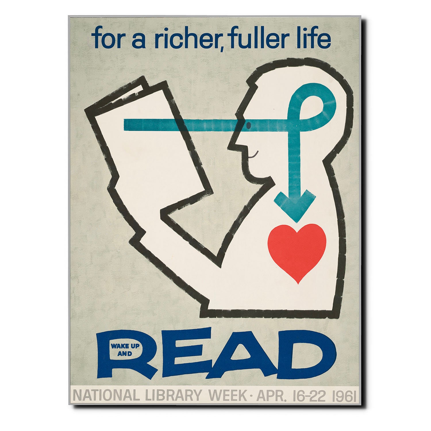 National Library Week 1961 Art Poster Book Week Poster Print Retro ...