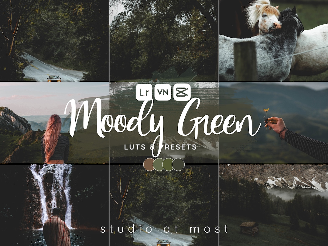 15 Moody Green Presets & Luts Pack Bundle | Color Grading for Moody ...