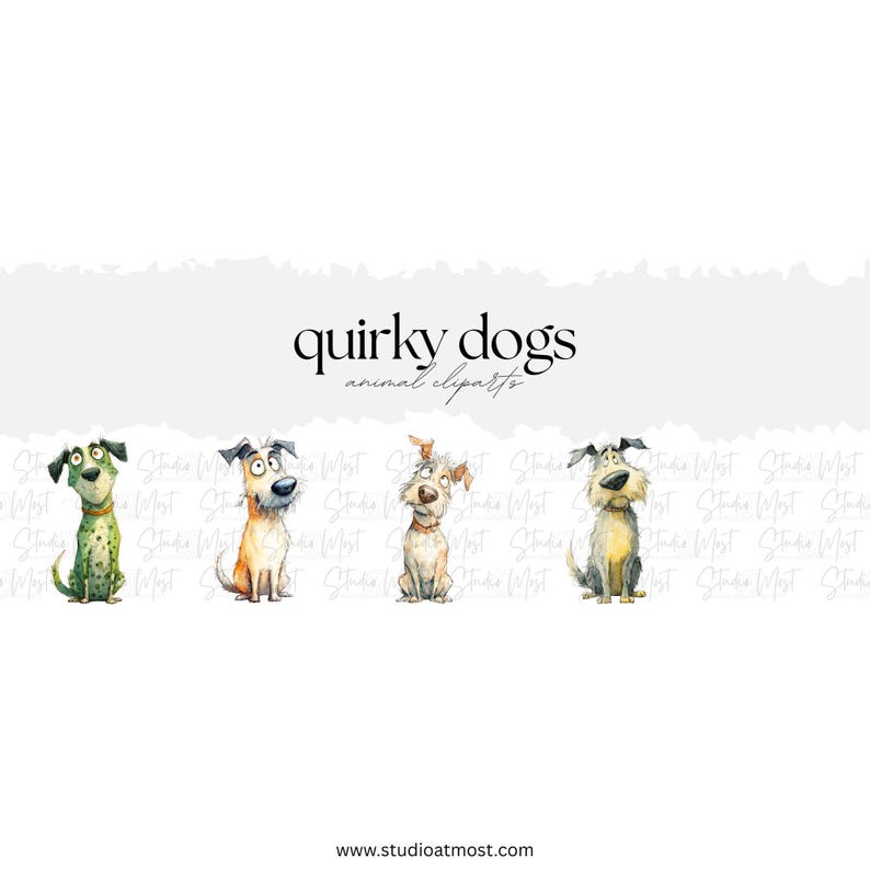 Watercolor Dog Clipart Bundle: Funny Puppy PNG Illustrations (digital ...