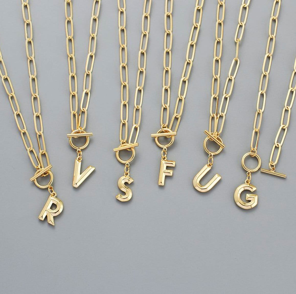 Toggle Clasp Capital Letter Initial Necklace Gift for Her Brides Maid ...
