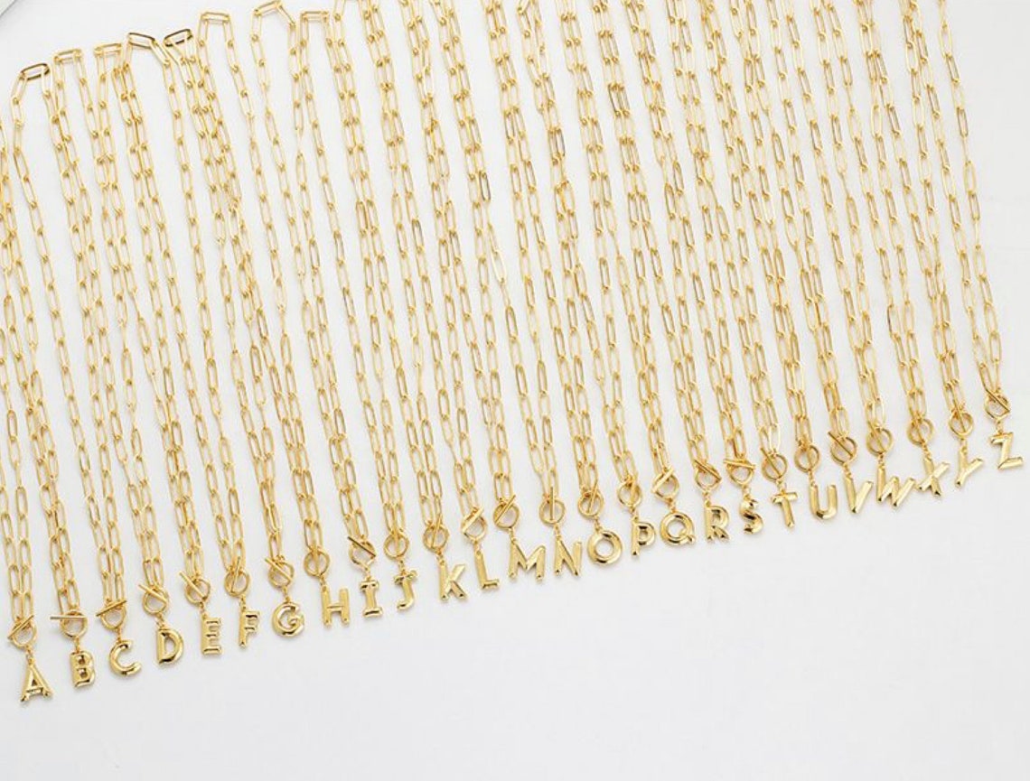 Toggle Clasp Capital Letter Initial Necklace Gift for Her Brides Maid ...