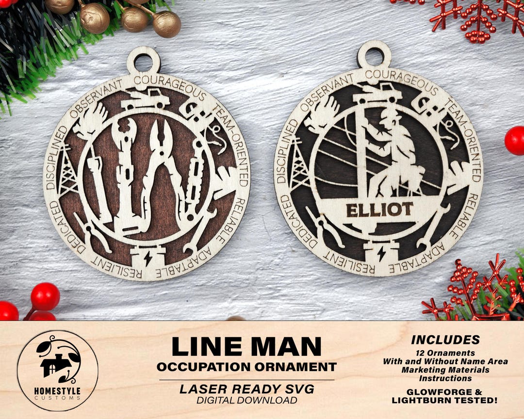 Lineman - Occupational Ornaments - Contains 6 Ornaments Male and Female ...