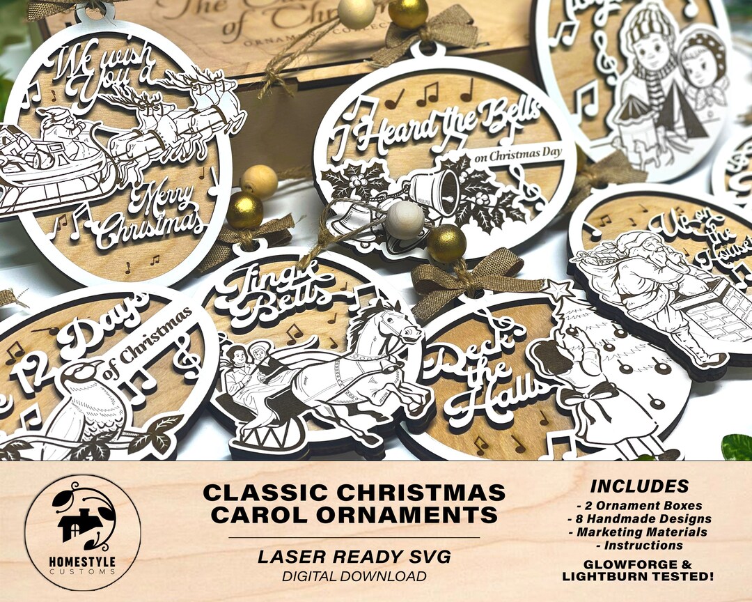 The Classic Christmas Carol Ornaments - Includes 8 Unique Designs and 2 ...