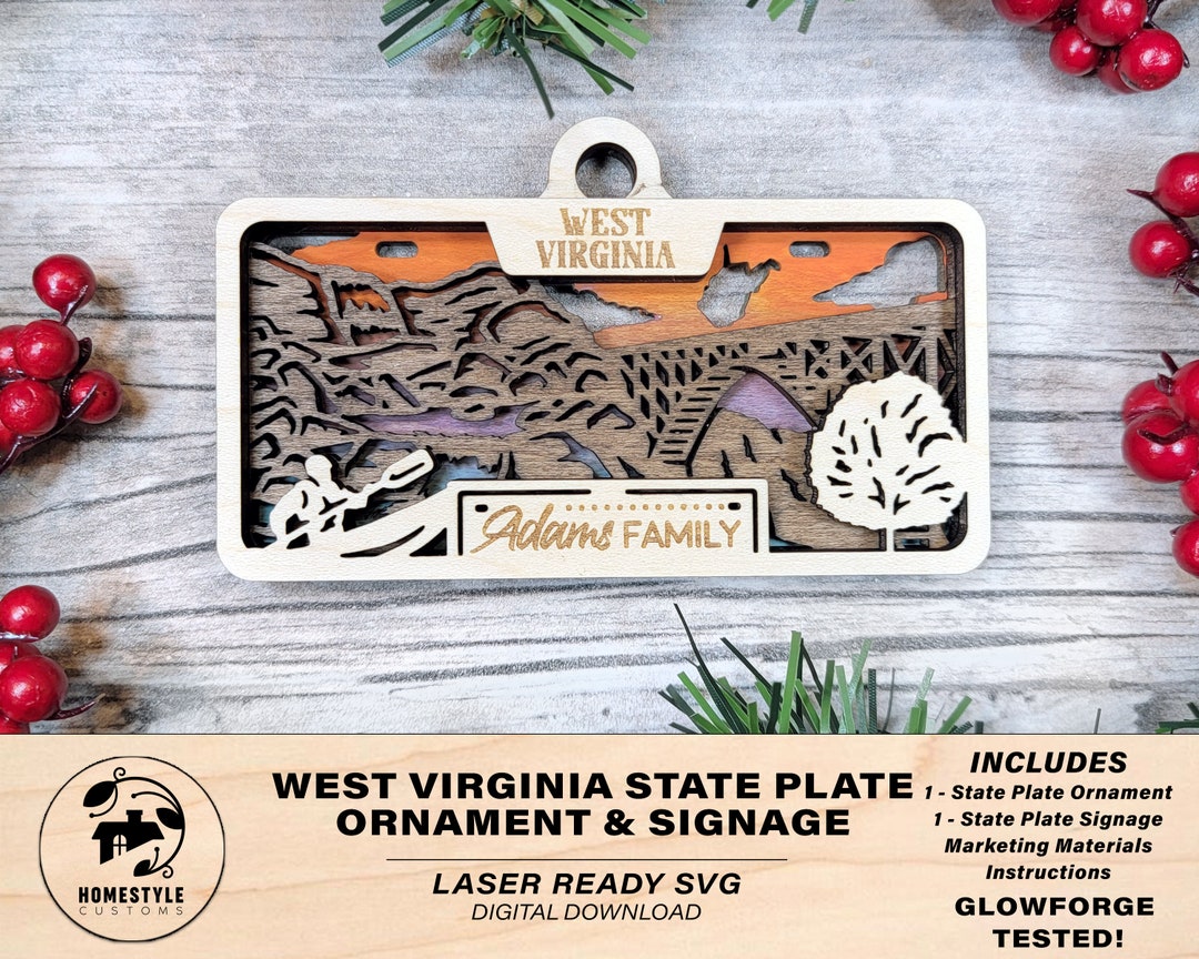 West Virginia State Plate Ornament and Signage - SVG File Download ...