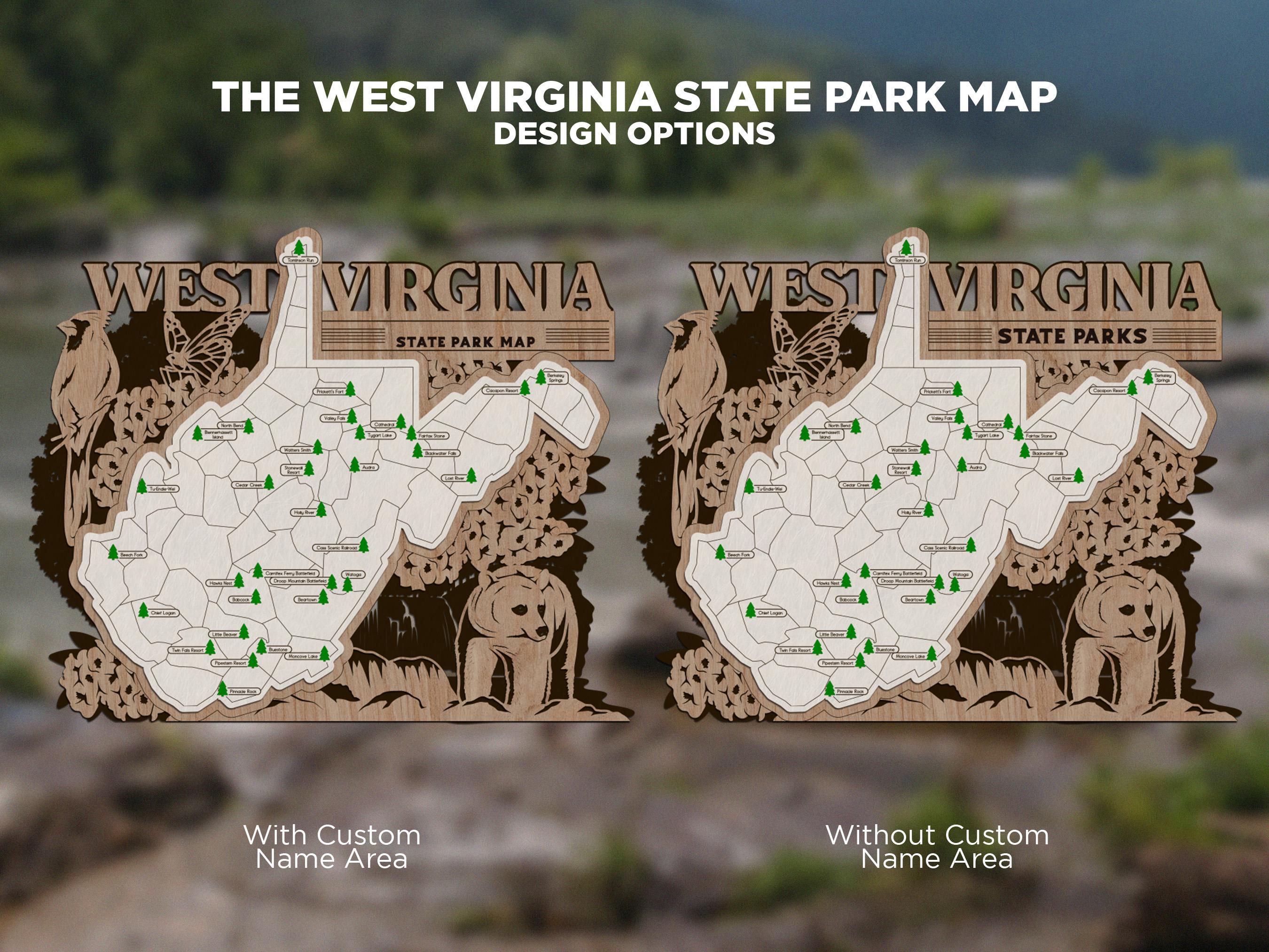 The West Virginia Park Map - Custom and Non Customizable Options - SVG ...