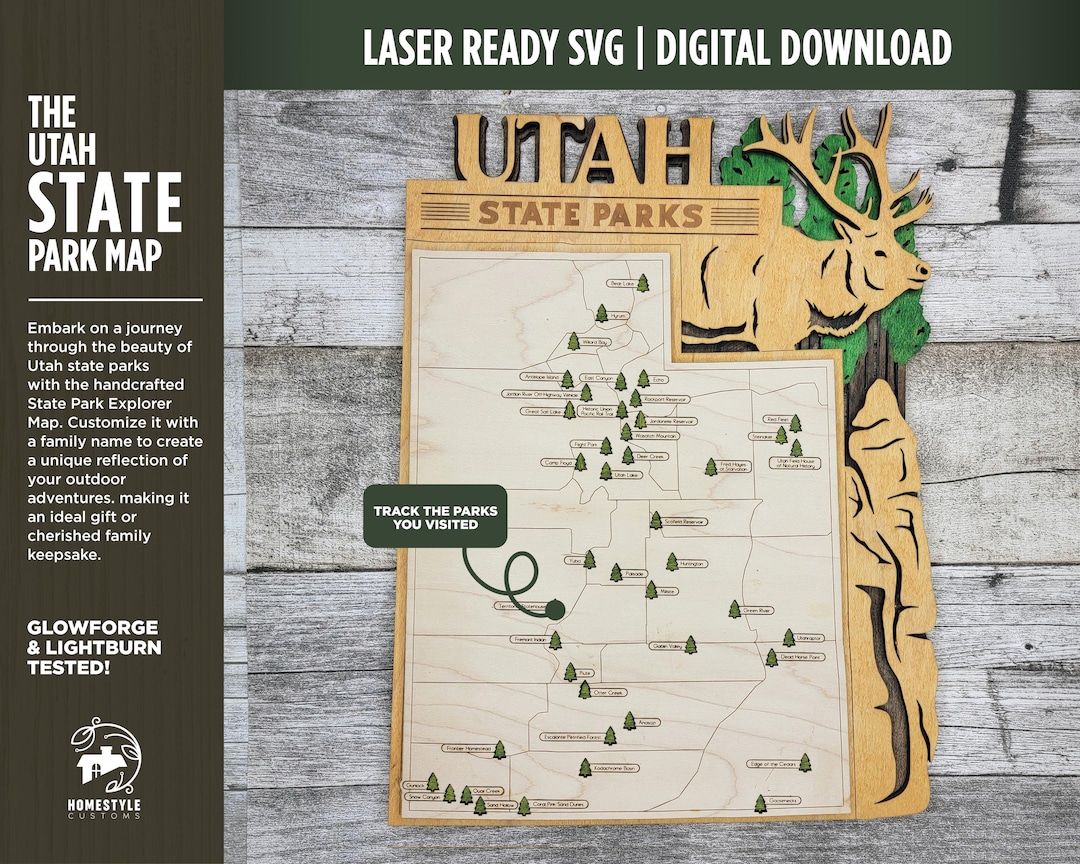 The Utah State Park Map - Custom and Non Customizable Options - SVG ...
