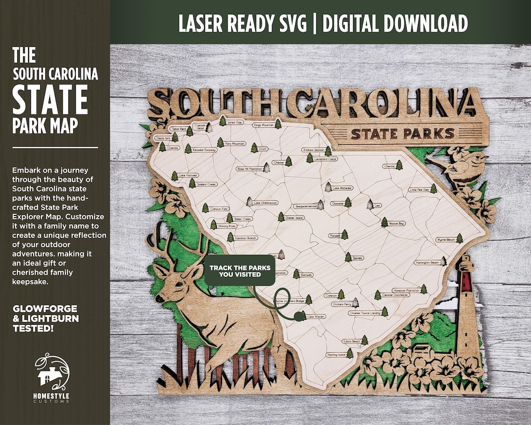 The South Carolina State Park Map - Custom and Non Customizable Options ...