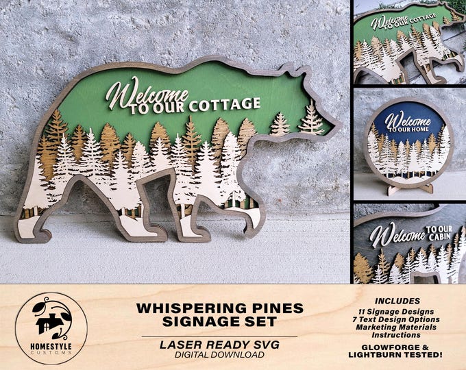 Animals Line Art Signs - 8 Designs - Glowforge and Lightburn Tested ...