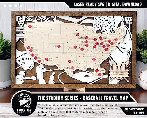 The Stadium Series Baseball Map Stadium Tracker SVG File | Etsy