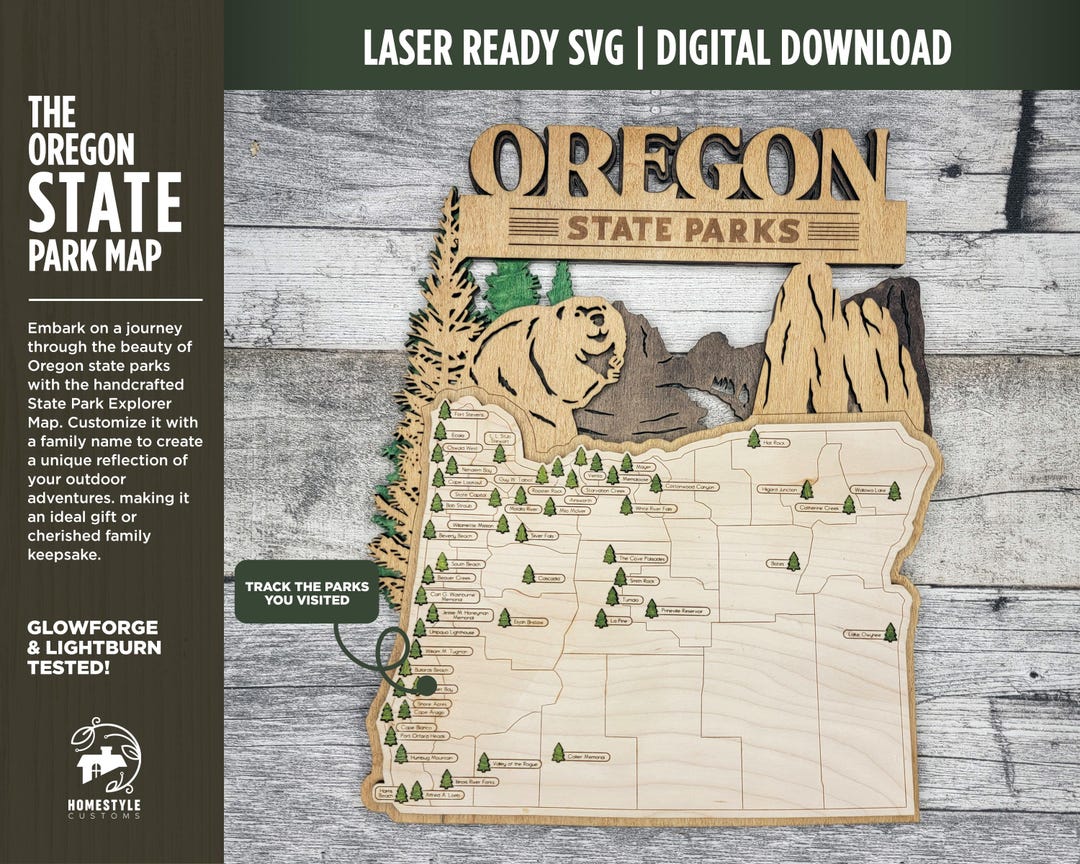 The Oregon State Park Map - Custom and Non Customizable Options - SVG ...