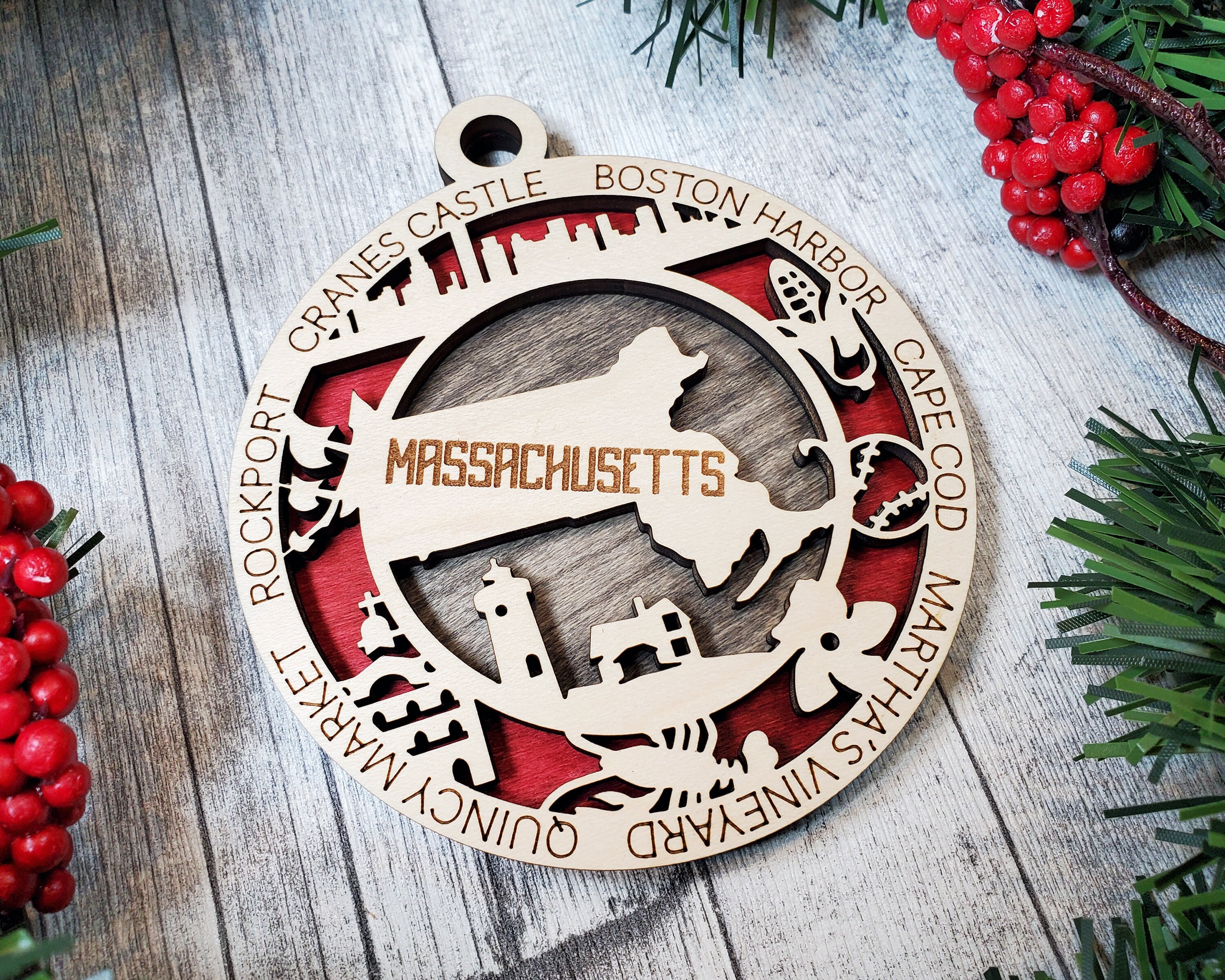 Massachusetts State Ornament SVG File Download Sized for - Etsy