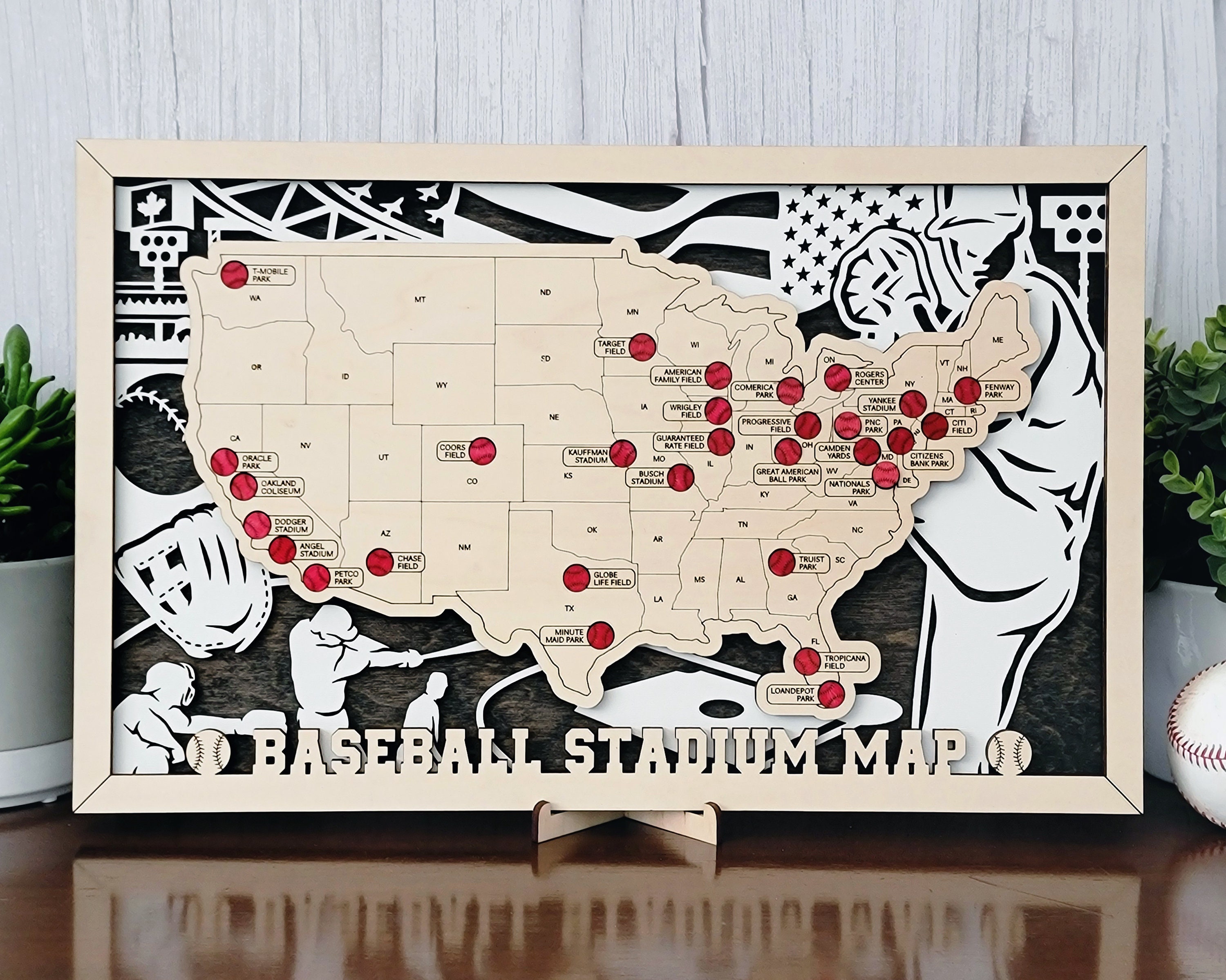 The Stadium Series Baseball Map Stadium Tracker SVG File | Etsy