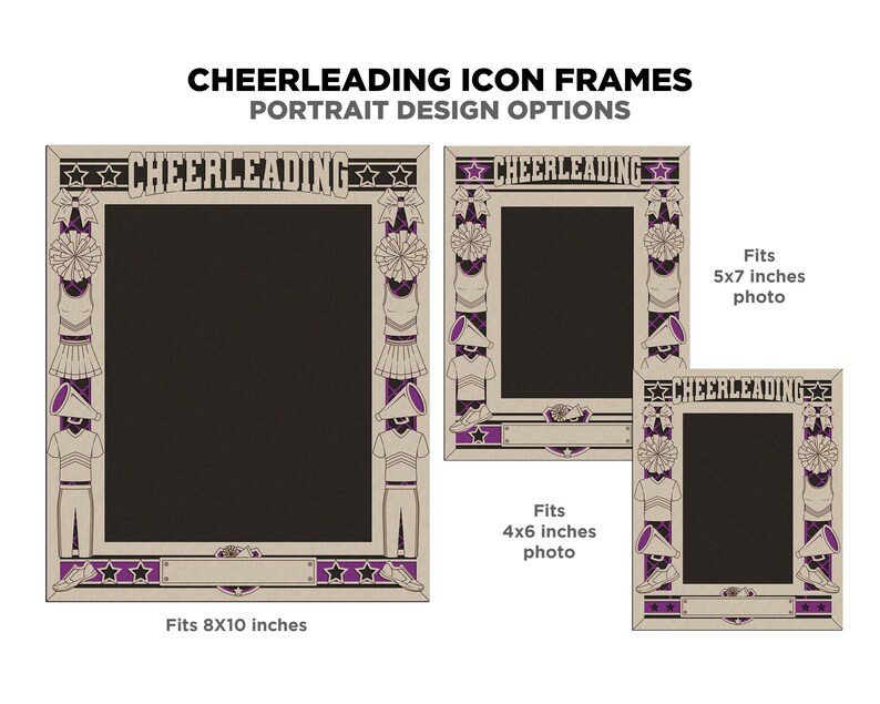 Cheerleading Icon Frames - Includes Frame Sizes 4x6, 5x7, 8x10 in ...