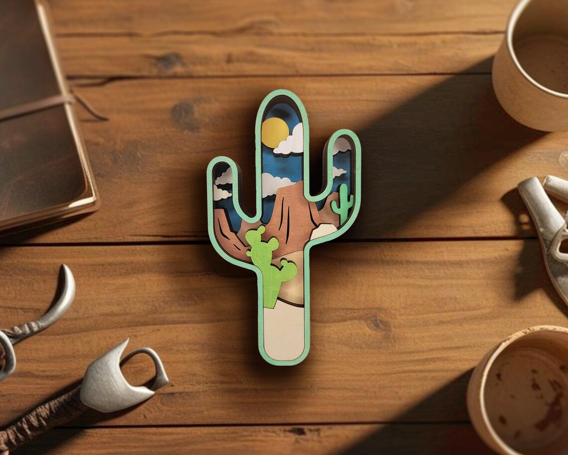 Layered Cactus - Ornament and Magnet - SVG, PDF, AI File Download ...
