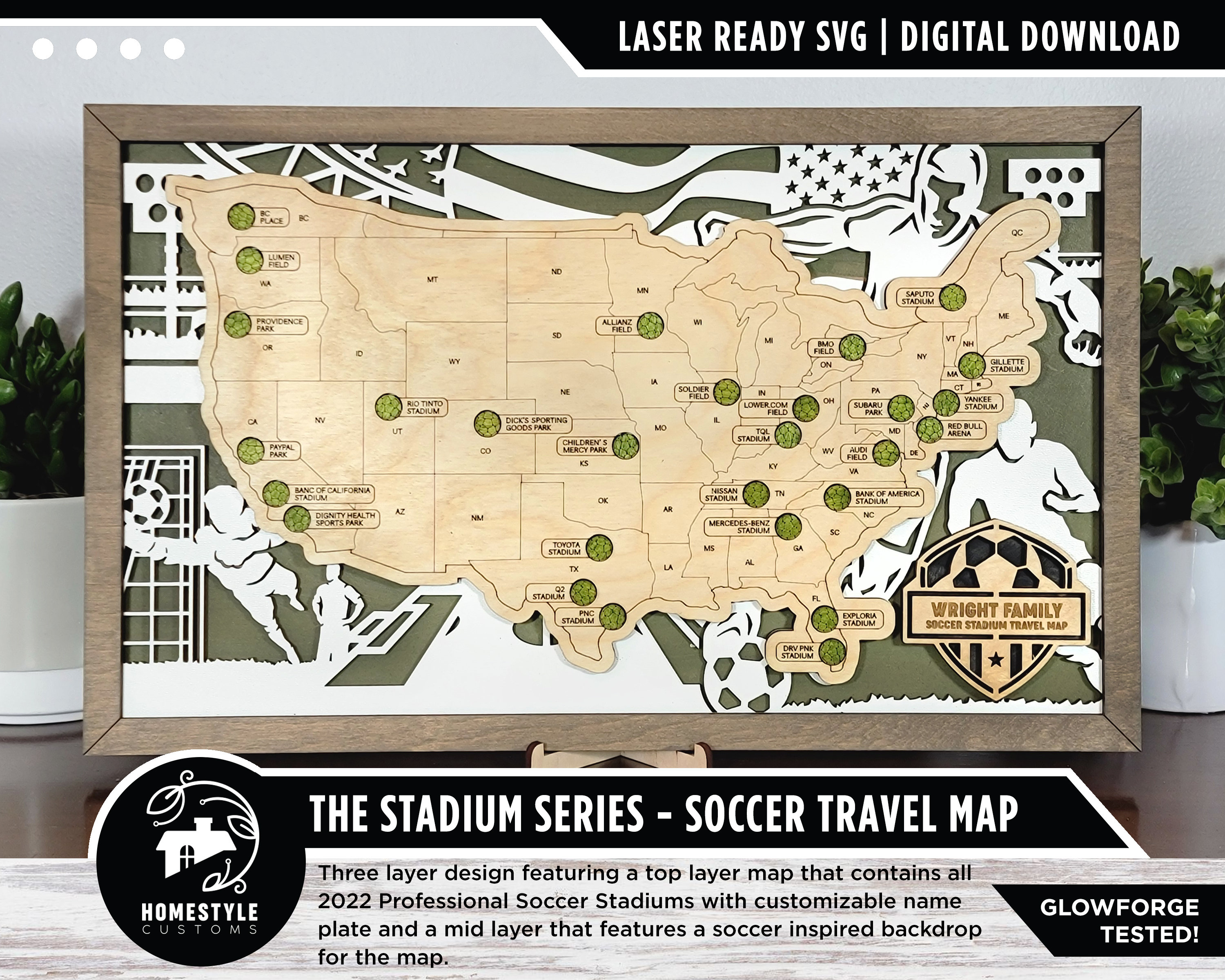 The Stadium Series Soccer Map Stadium Tracker SVG File - Etsy