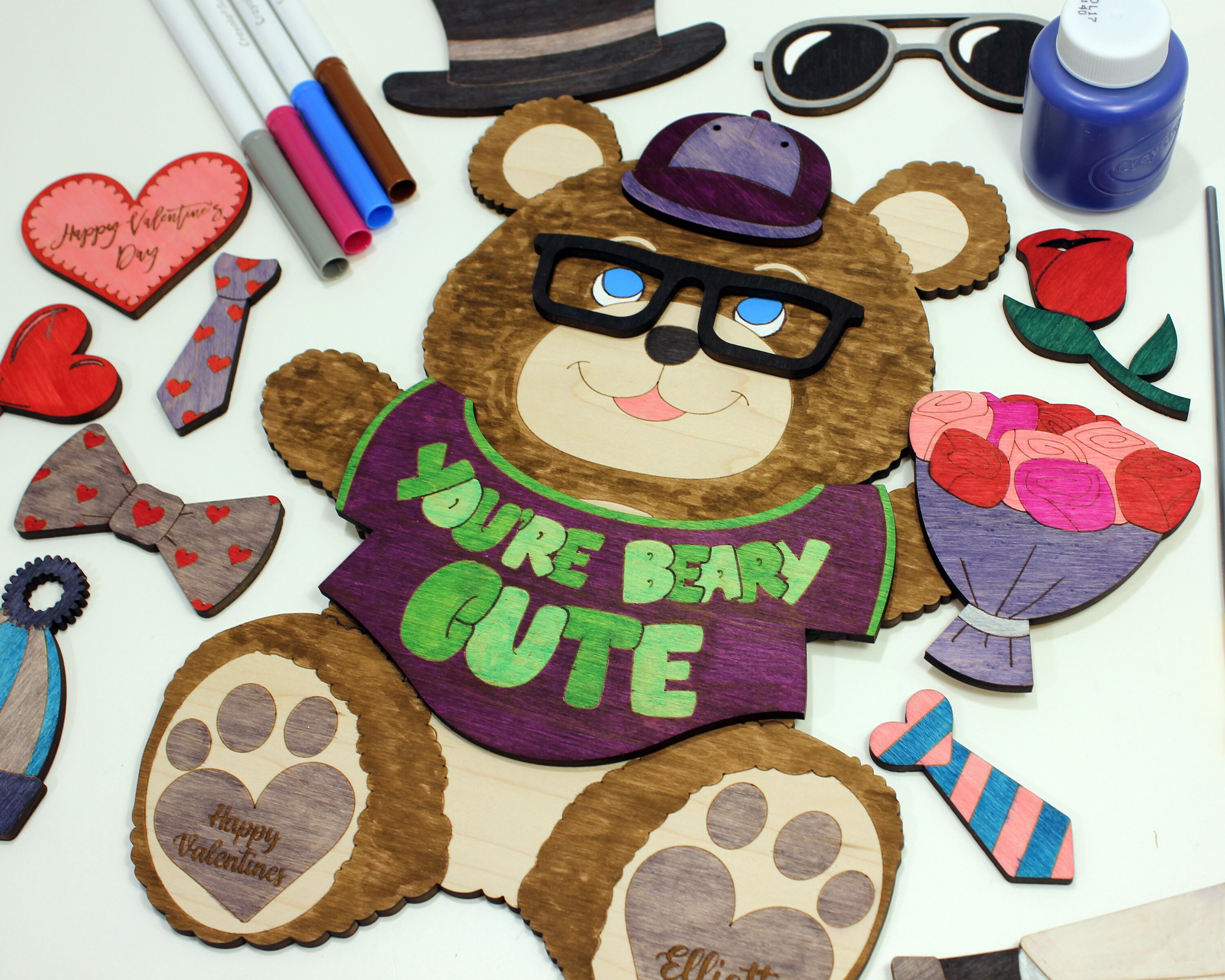 Valentines DIY Build a Bear Craft - Boy Version - SVG File Download ...