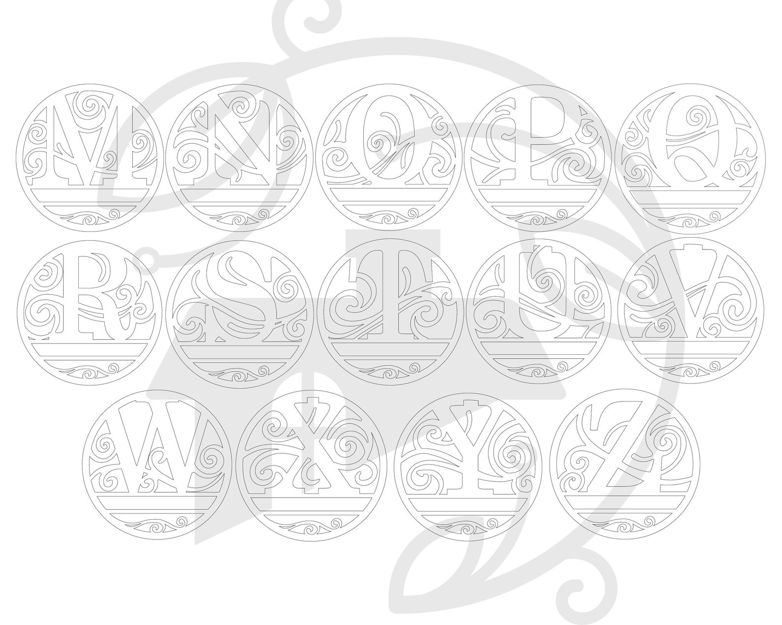 Modern Round Monogram SVG File Download Sized for | Etsy