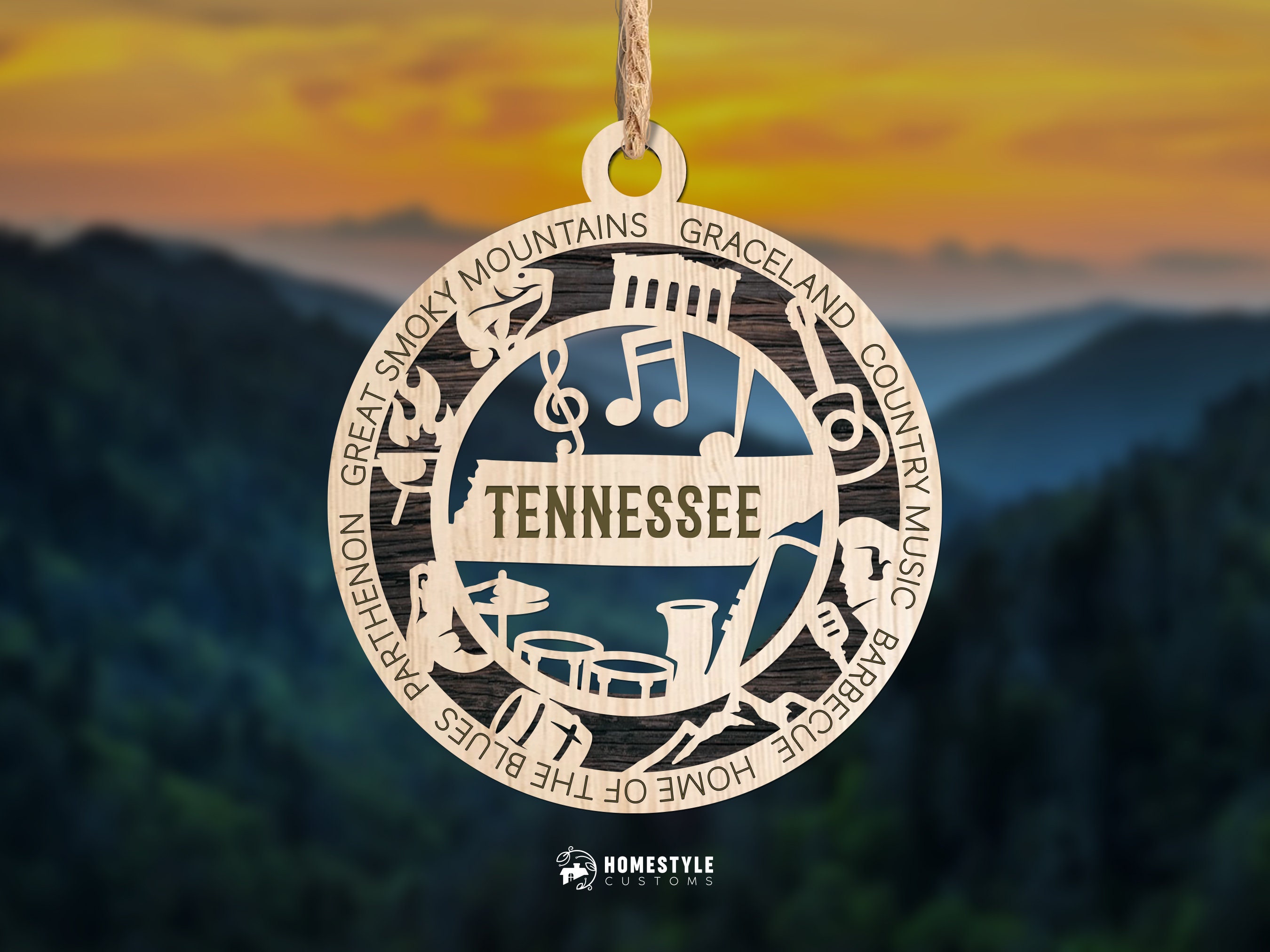Tennessee State Ornament SVG File Download Sized for - Etsy