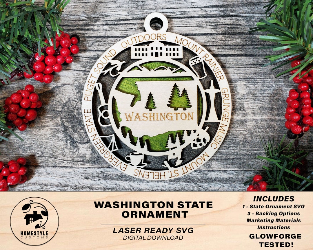 Washington State Ornament - SVG File Download - Sized for Glowforge ...