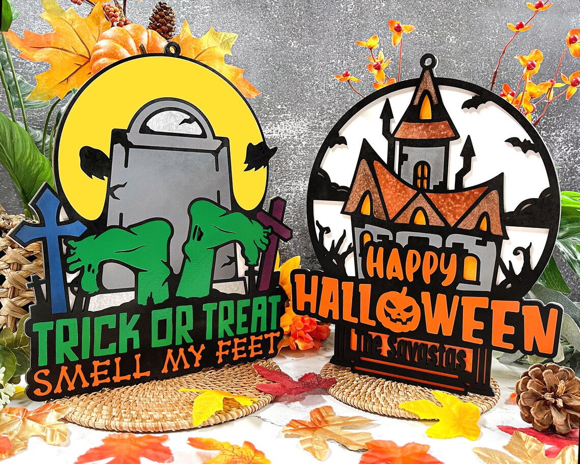 Halloween Door Hangers 2 Designs With 6 Personalization - Etsy
