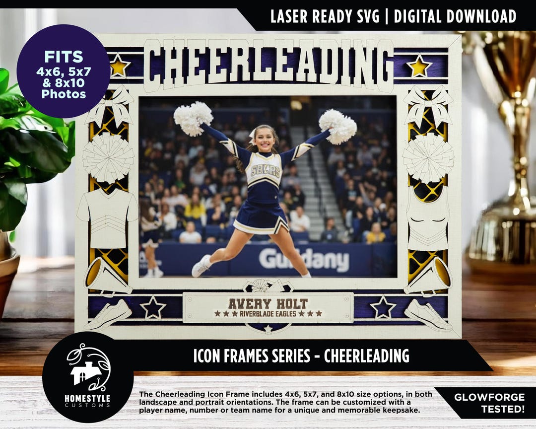 Cheerleading Icon Frames - Includes Frame Sizes 4x6, 5x7, 8x10 in ...