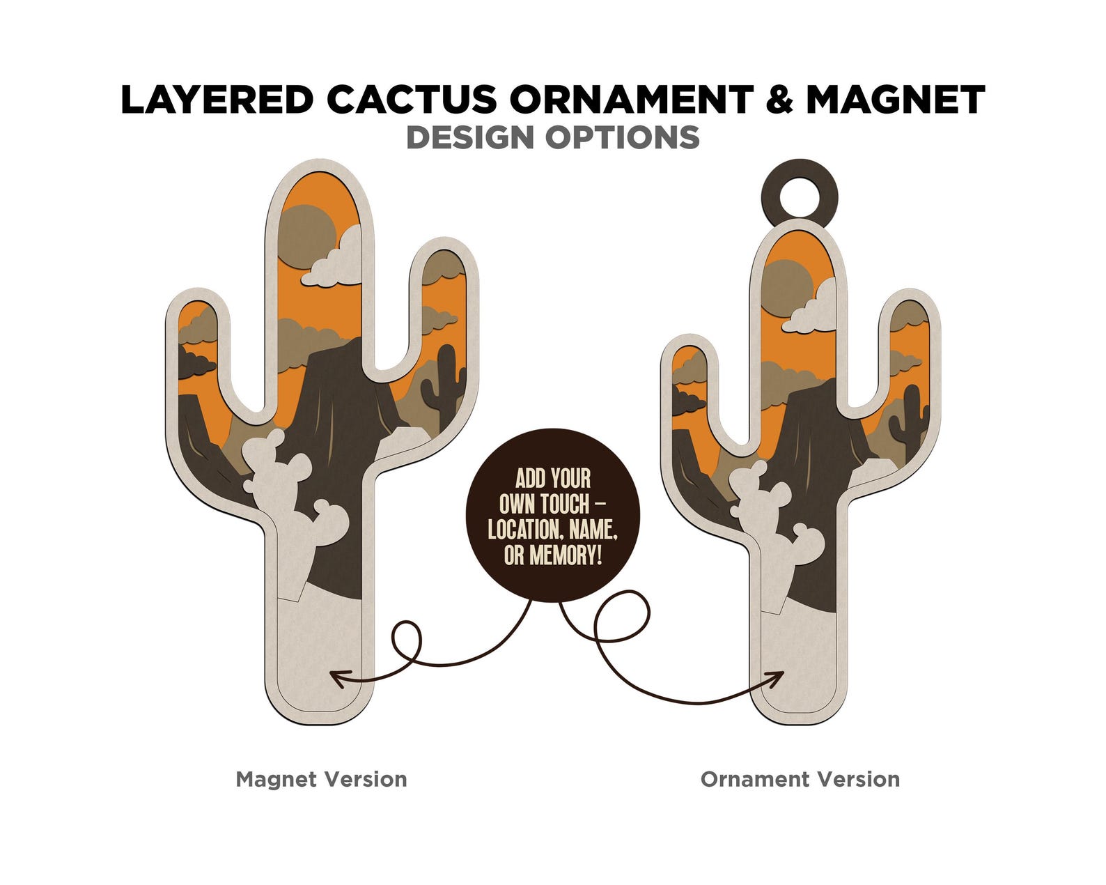 Layered Cactus - Ornament and Magnet - SVG, PDF, AI File Download ...