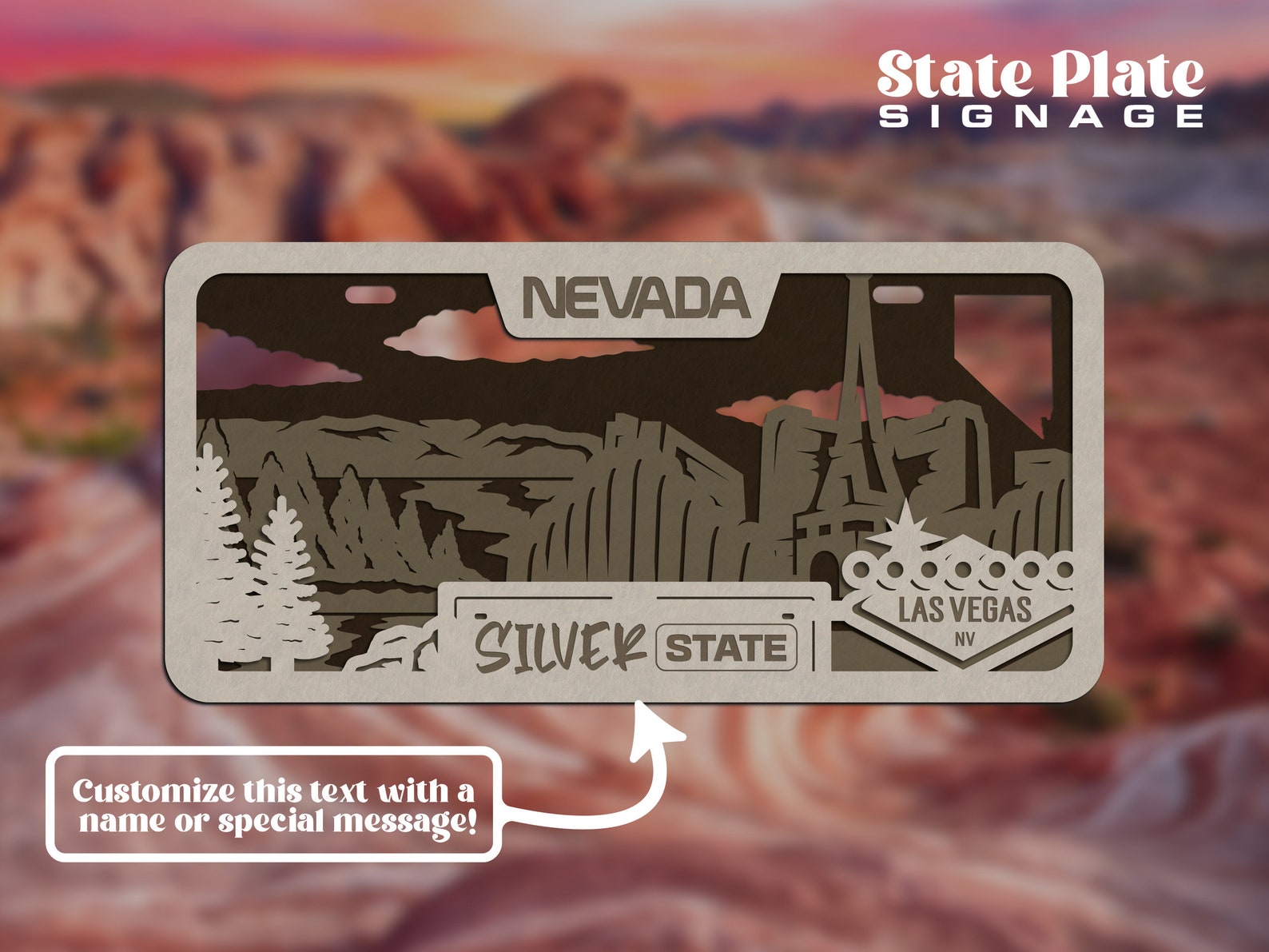 Nevada State Plate Ornament and Signage - SVG File Download - Sized for ...