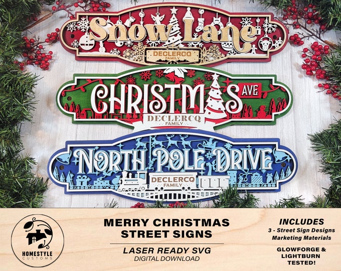 Merry Christmas Street Signs 3 Street Signs Designs Included - Etsy