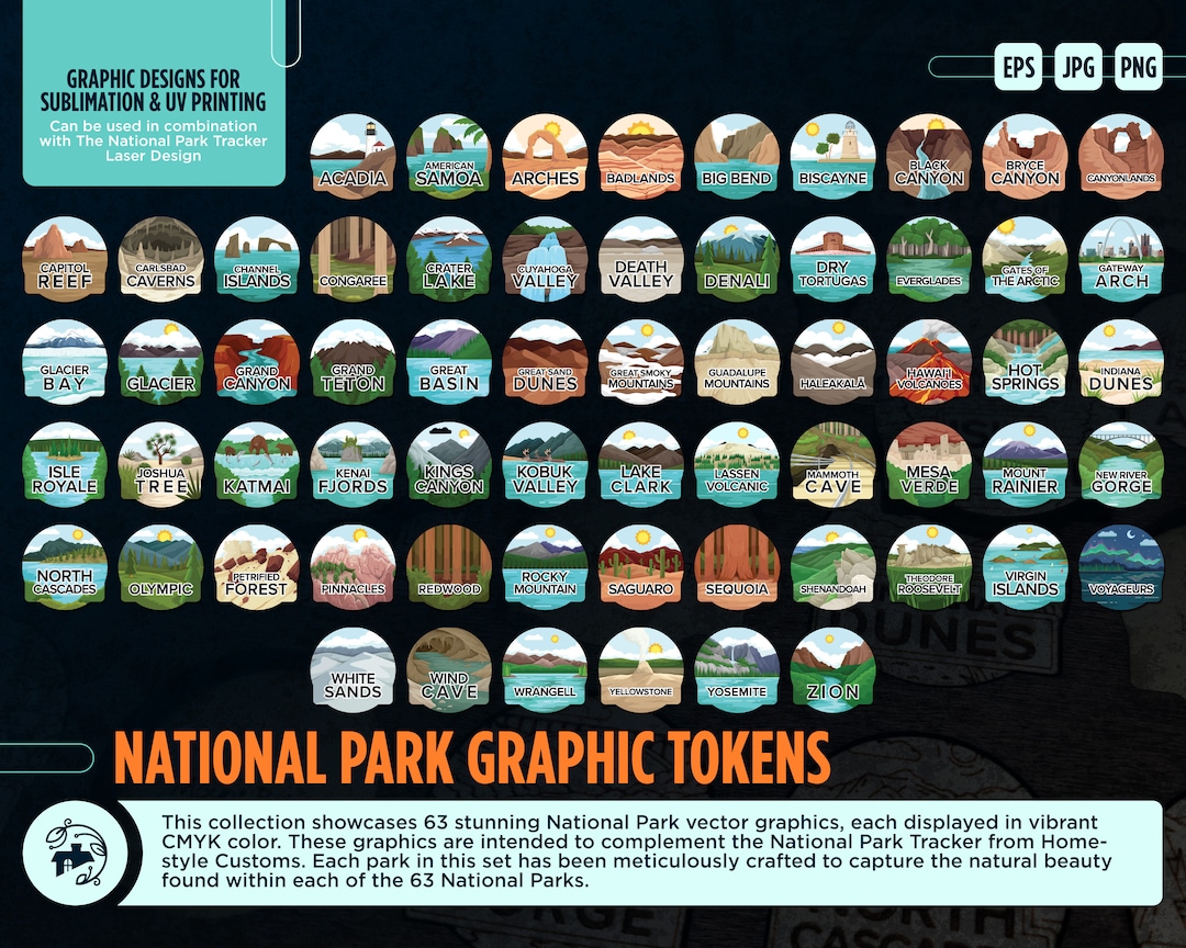 National Park Graphic Tokens - Sublimation and UV Graphics for the ...