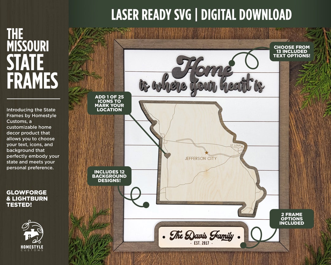 The Missouri State Frame - 13 Text Options, 12 Backgrounds, 25 Icons ...
