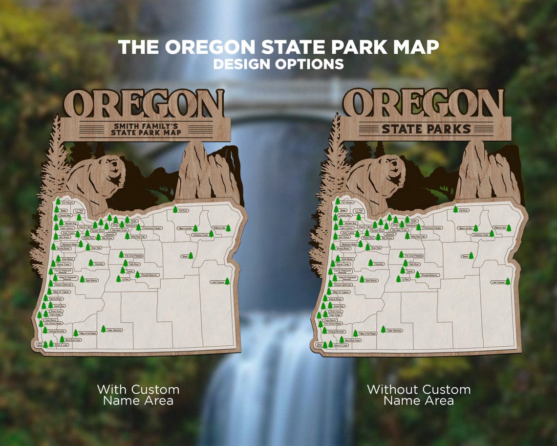 The Oregon State Park Map - Custom and Non Customizable Options - SVG ...