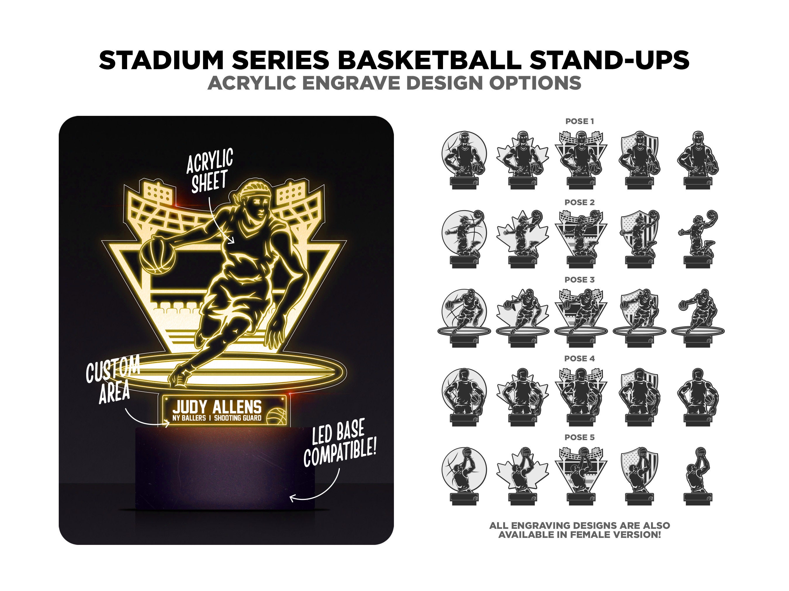 Stadium Series Stand Ups - Basketball - 5 Poses in 2 Cut Formats and 1 ...