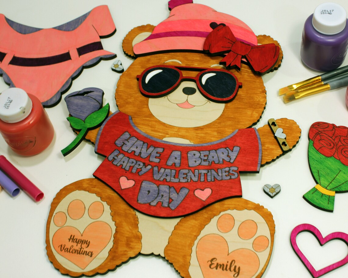Valentines DIY Build a Bear Craft Girl Version SVG File - Etsy