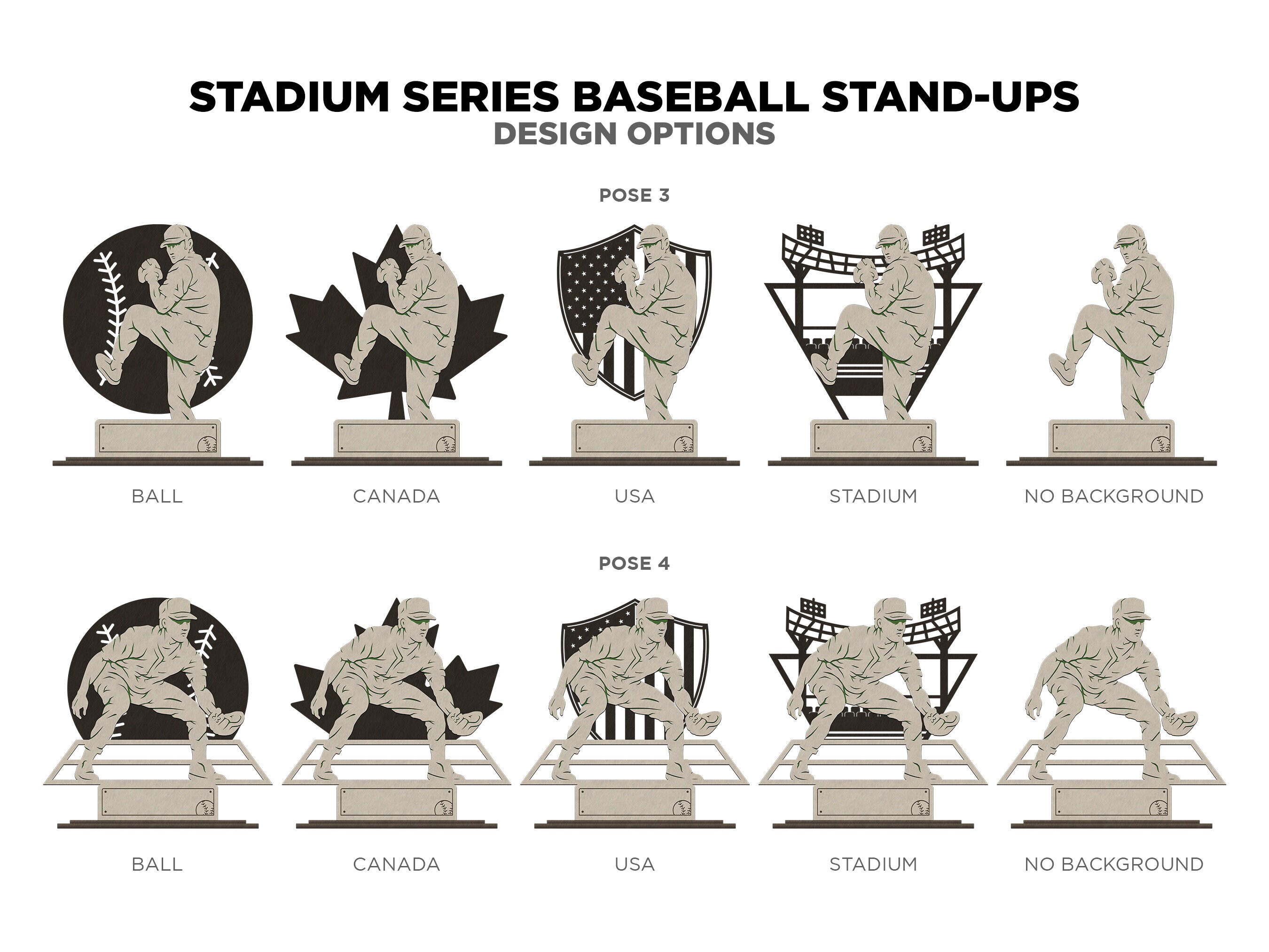 Stadium Series Stand Ups - Baseball - 4 Poses in 2 Cut Formats and 1 ...