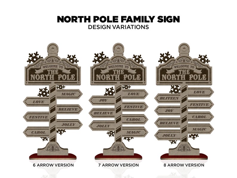 The North Pole Family Sign Includes 2 to 8 Arrow Options - Etsy