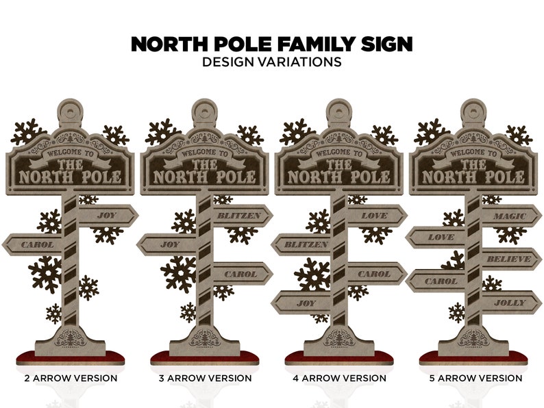 The North Pole Family Sign Includes 2 to 8 Arrow Options - Etsy