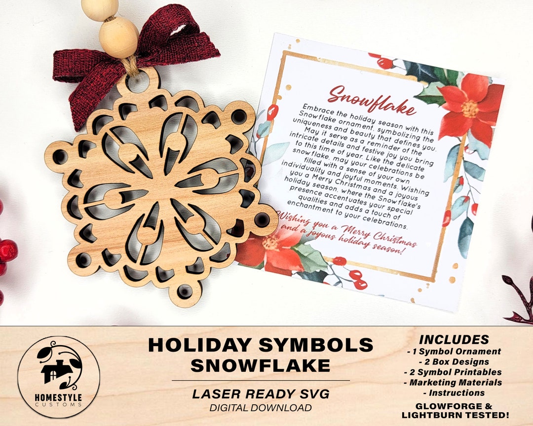 Snowflake Holiday Symbol - 1 Symbol Ornament - 2 Prints - 2 Box Designs ...