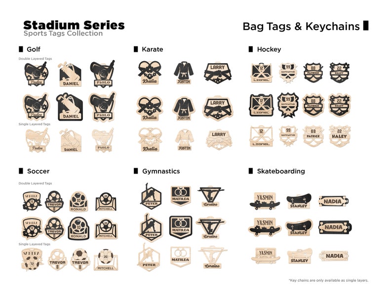Stadium Series Sports Bag Tags & Key Chains 15 Designs SVG - Etsy