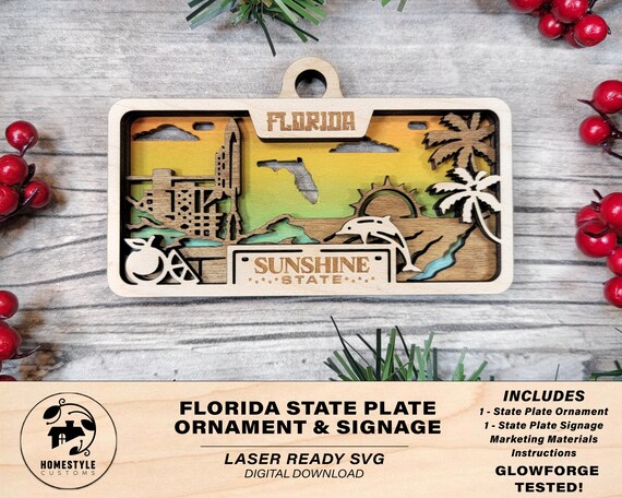 Florida State Plate Ornament and Signage SVG File Download - Etsy